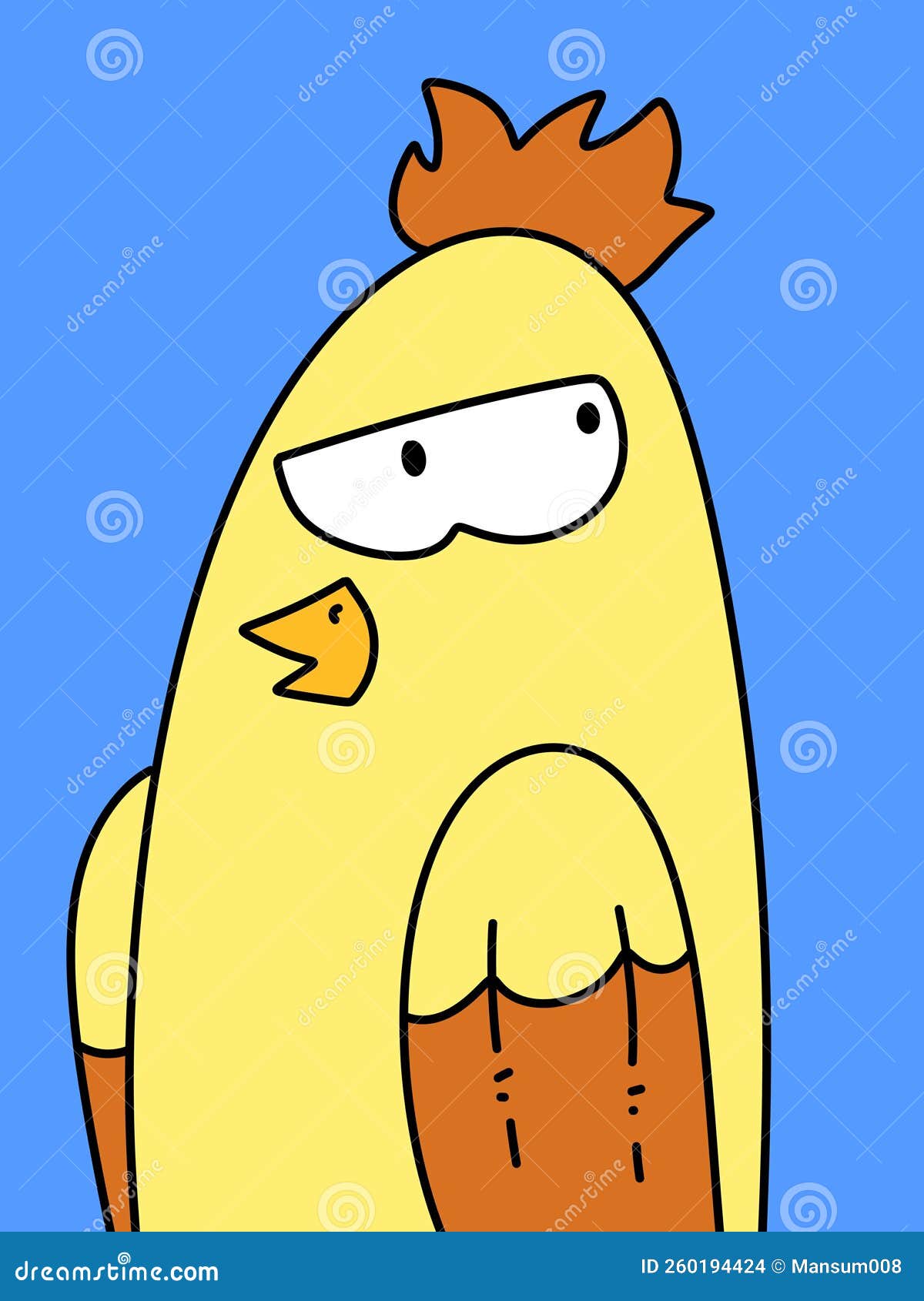 Cute Chicken Cartoon on Blue Background Stock Illustration ...