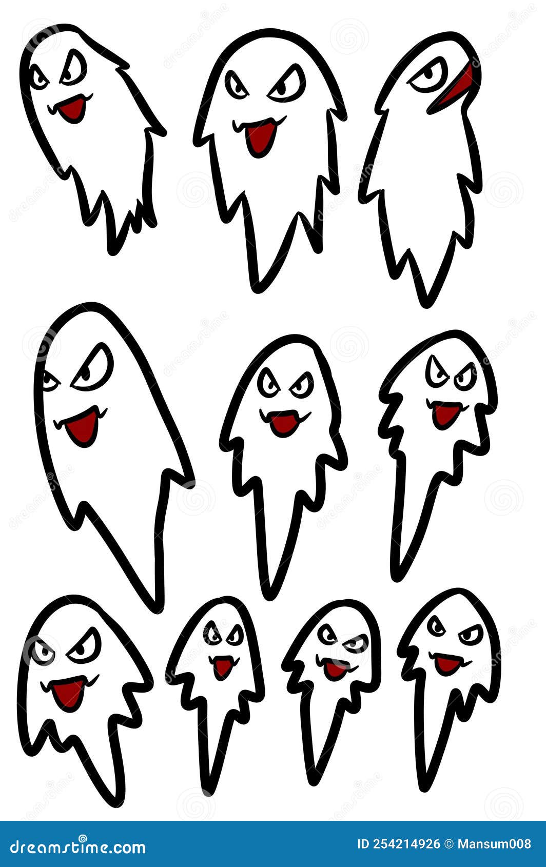 Cute Ghost Cartoon on White Background Stock Illustration ...