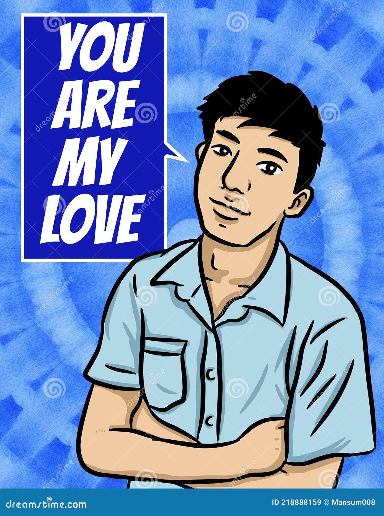 Cute Man Cartoon on Blue Background Stock Illustration - Illustration ...