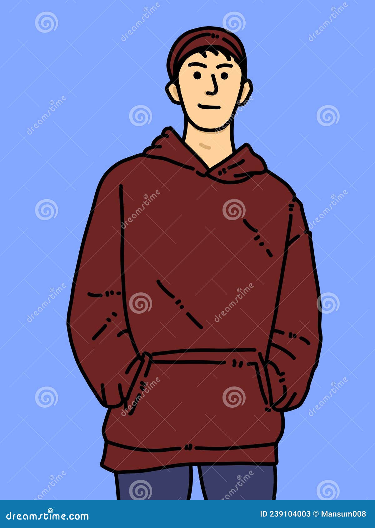 Cute Man Cartoon on Blue Background Stock Illustration - Illustration ...