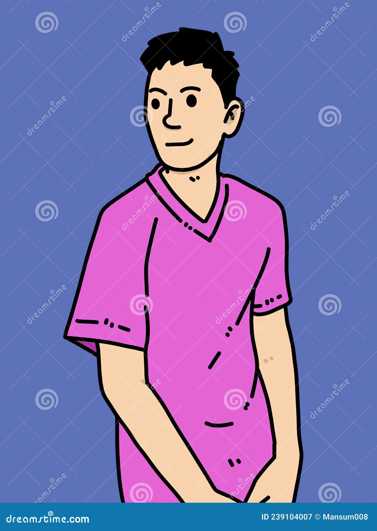 Cute Man Cartoon on Blue Background Stock Illustration - Illustration ...