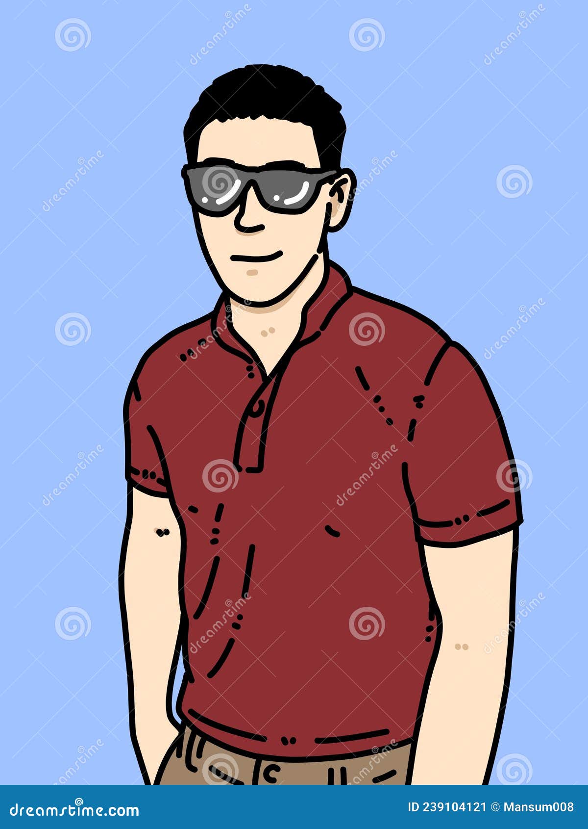 Cute Man Cartoon on Blue Background Stock Illustration - Illustration ...