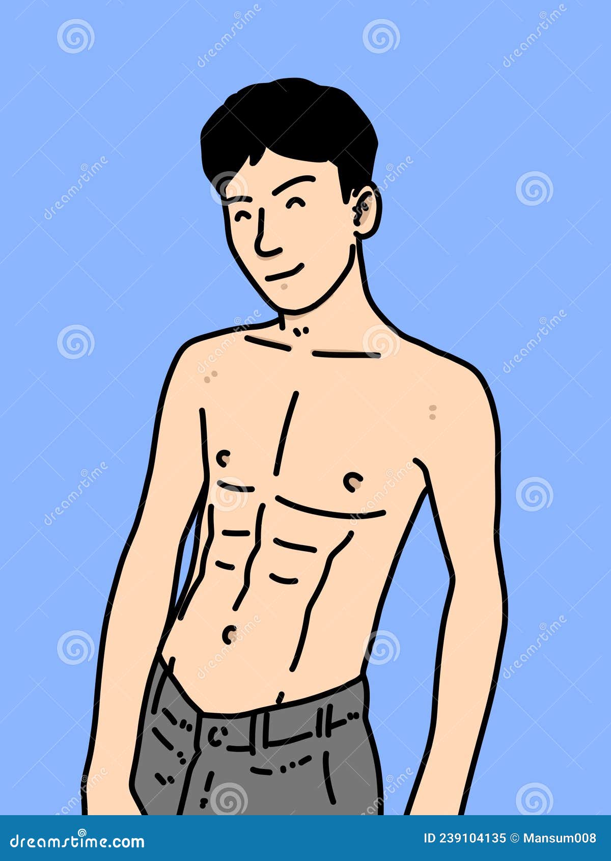 Cute Man Cartoon on Blue Background Stock Illustration - Illustration ...