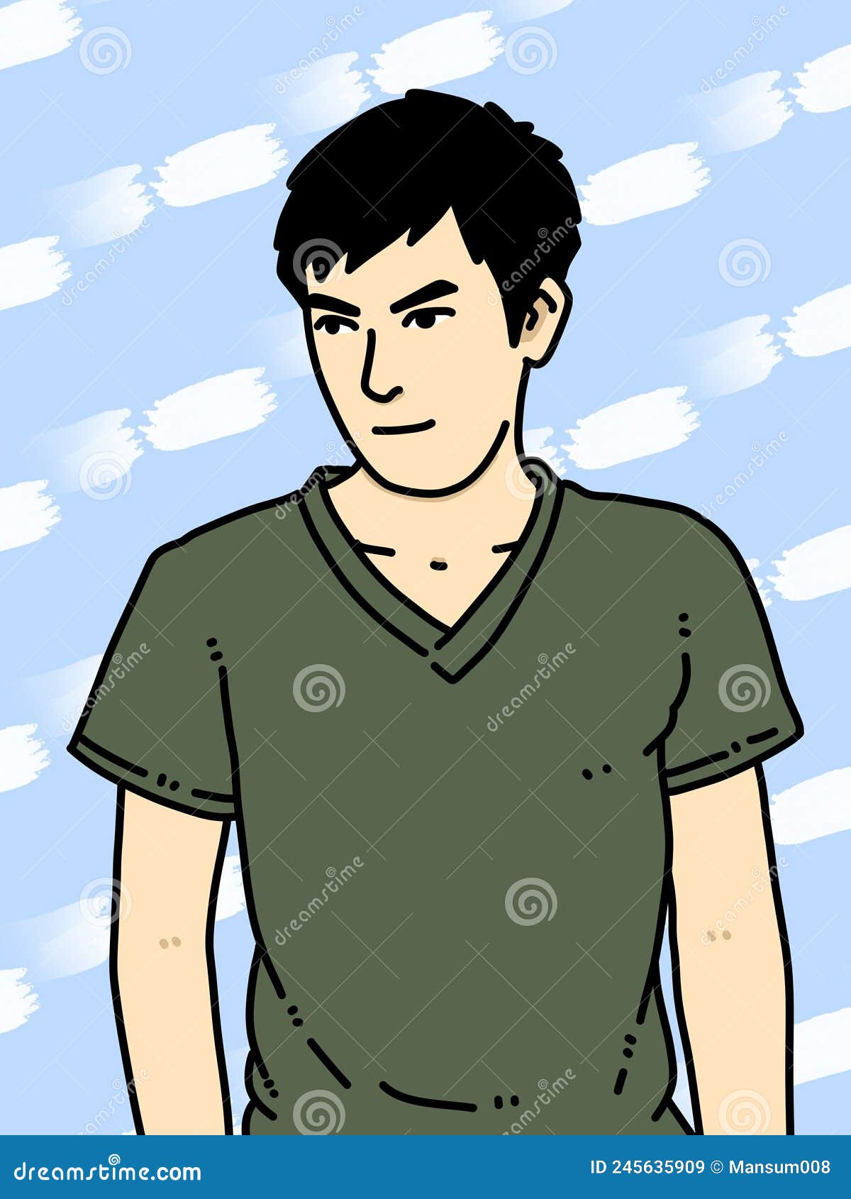 Cute Man Cartoon on Blue Background Stock Illustration - Illustration ...