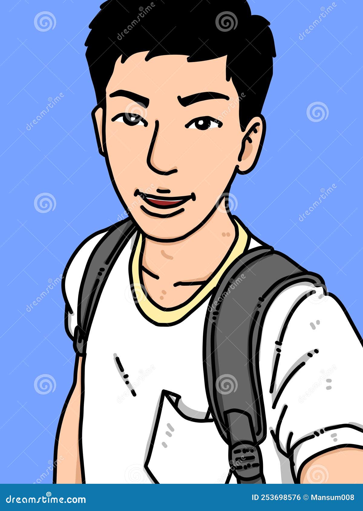 Cute Man Cartoon on Blue Background Stock Illustration - Illustration ...