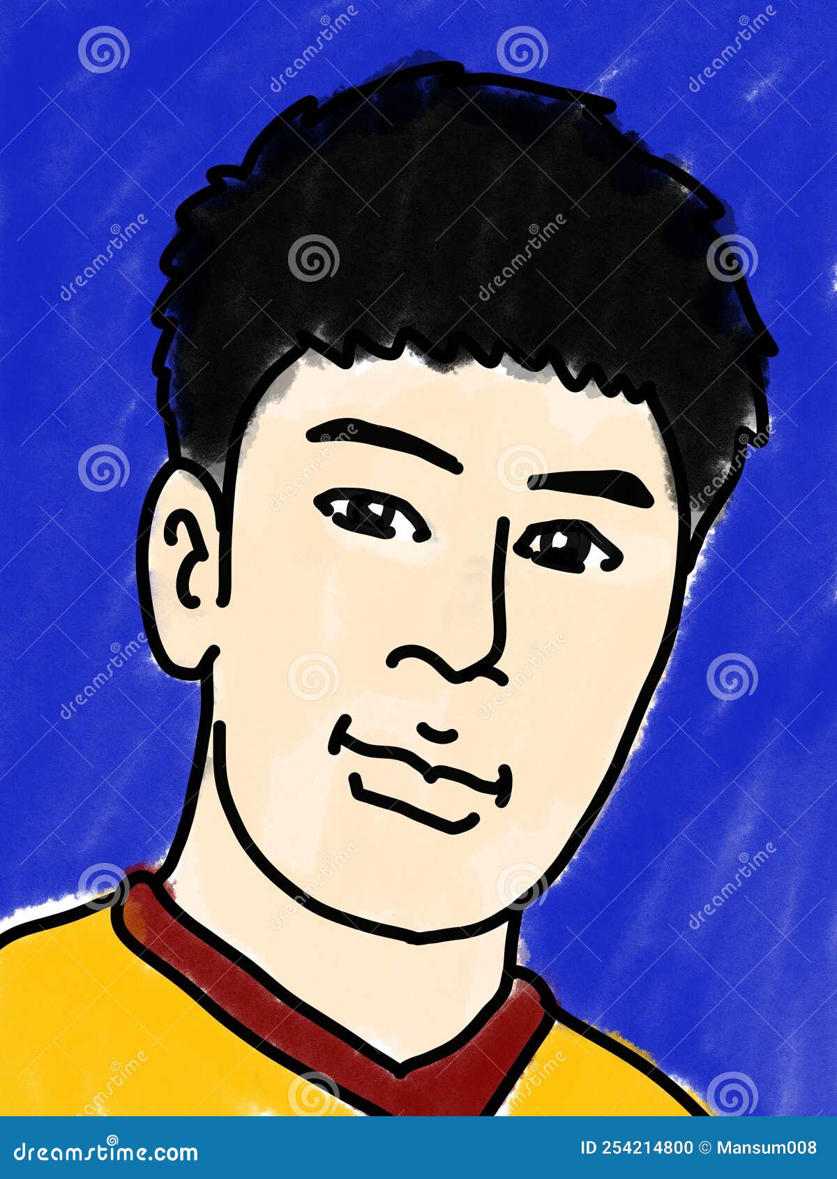 Cute Man Cartoon on Blue Background Stock Illustration - Illustration ...