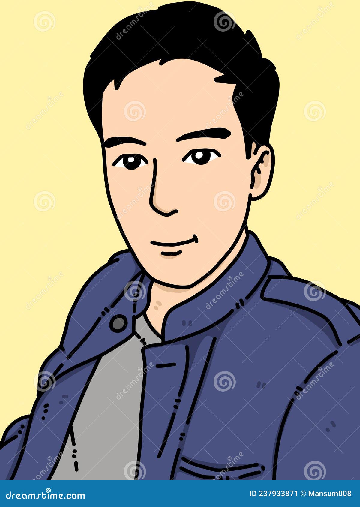 Cute Man Cartoon on Yellow Background Stock Illustration - Illustration ...