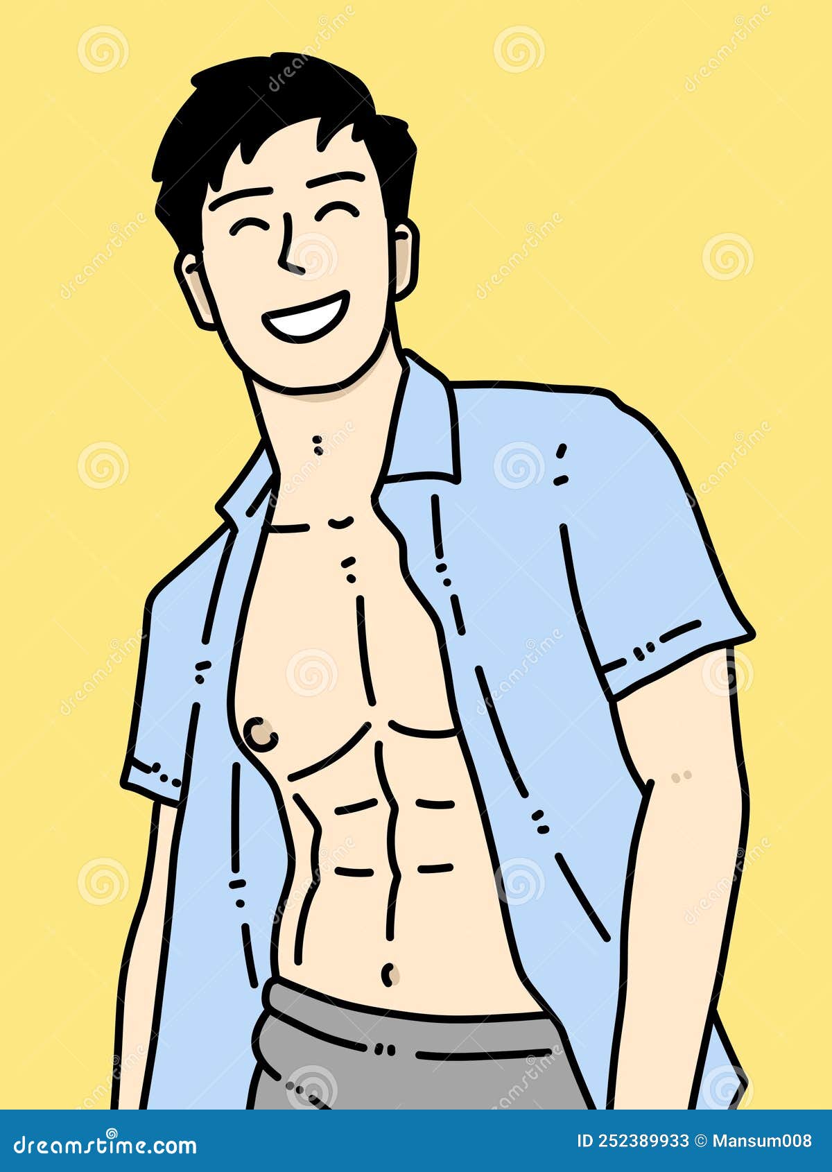 Cute Man Cartoon on Yellow Background Stock Illustration - Illustration ...