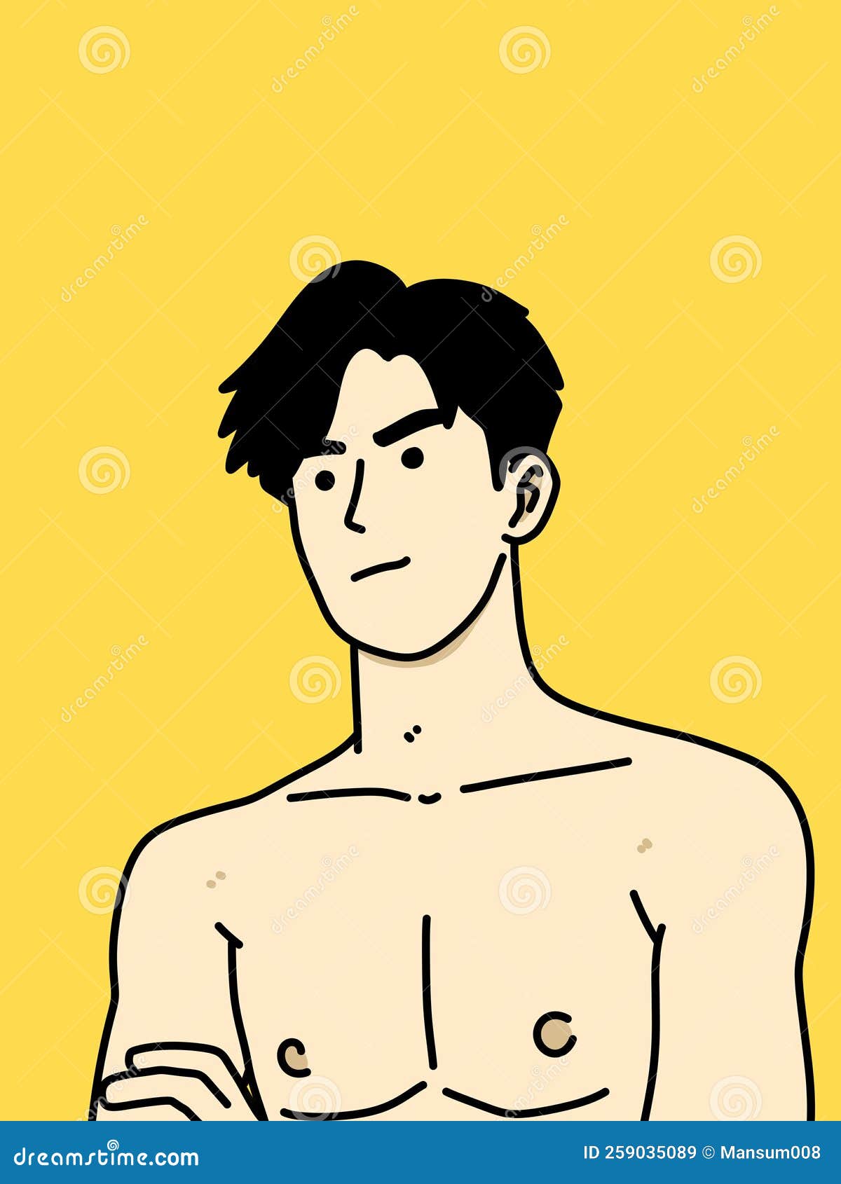 Cute Man Cartoon on Yellow Background Stock Illustration - Illustration ...