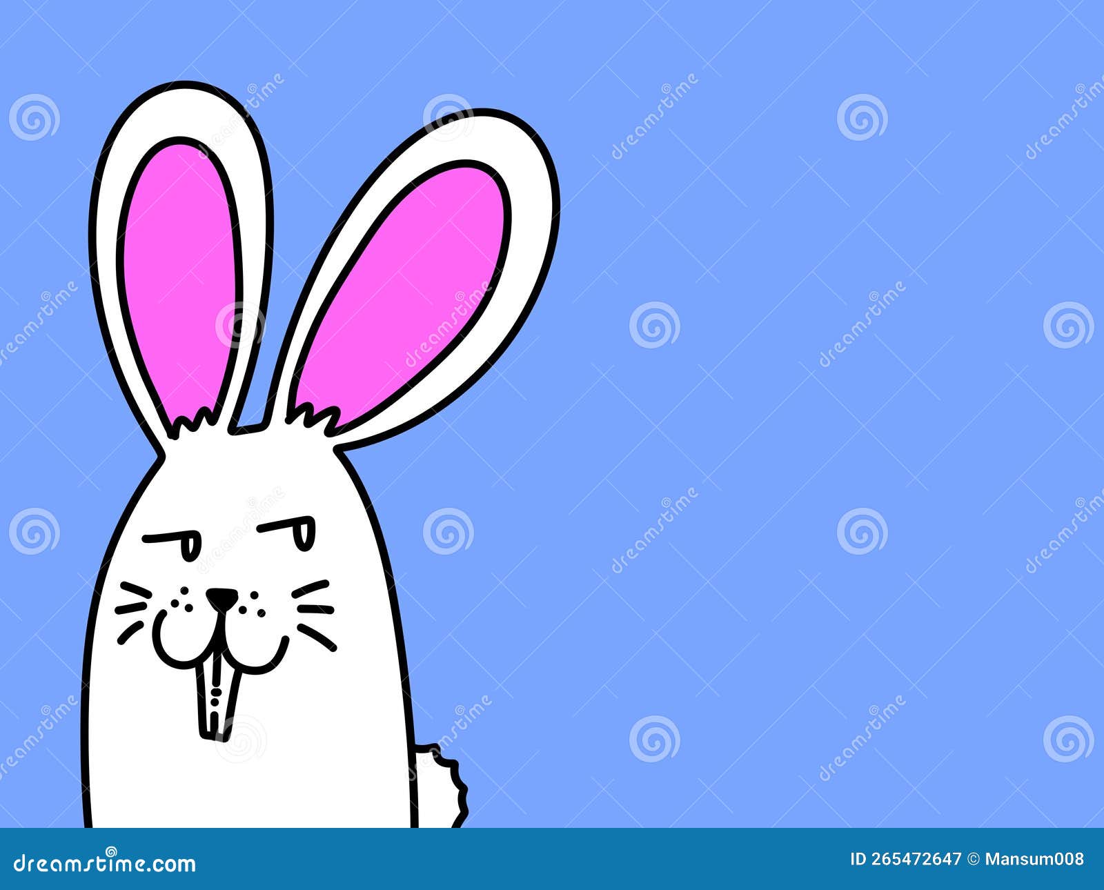 Cute Rabbit Cartoon on Blue Background Stock Illustration ...