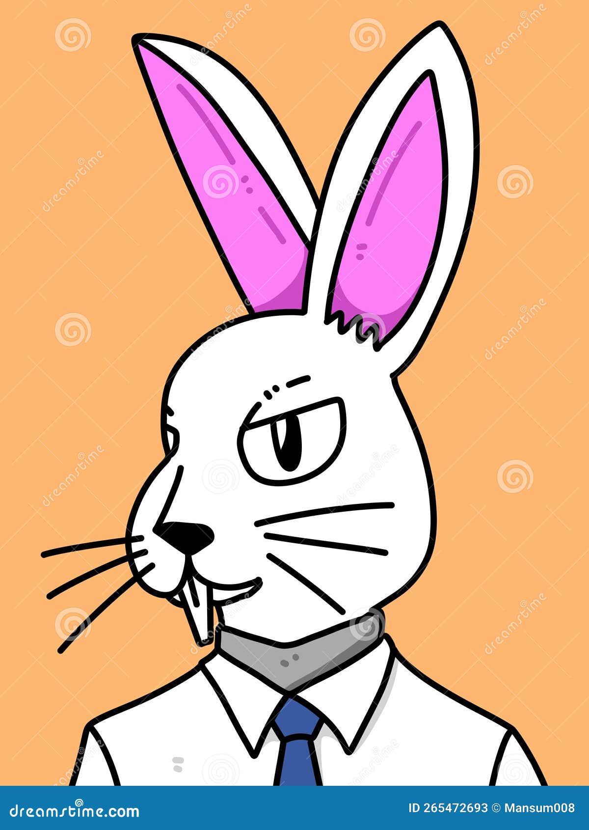 Cute Rabbit Cartoon on Orange Background Stock Illustration ...
