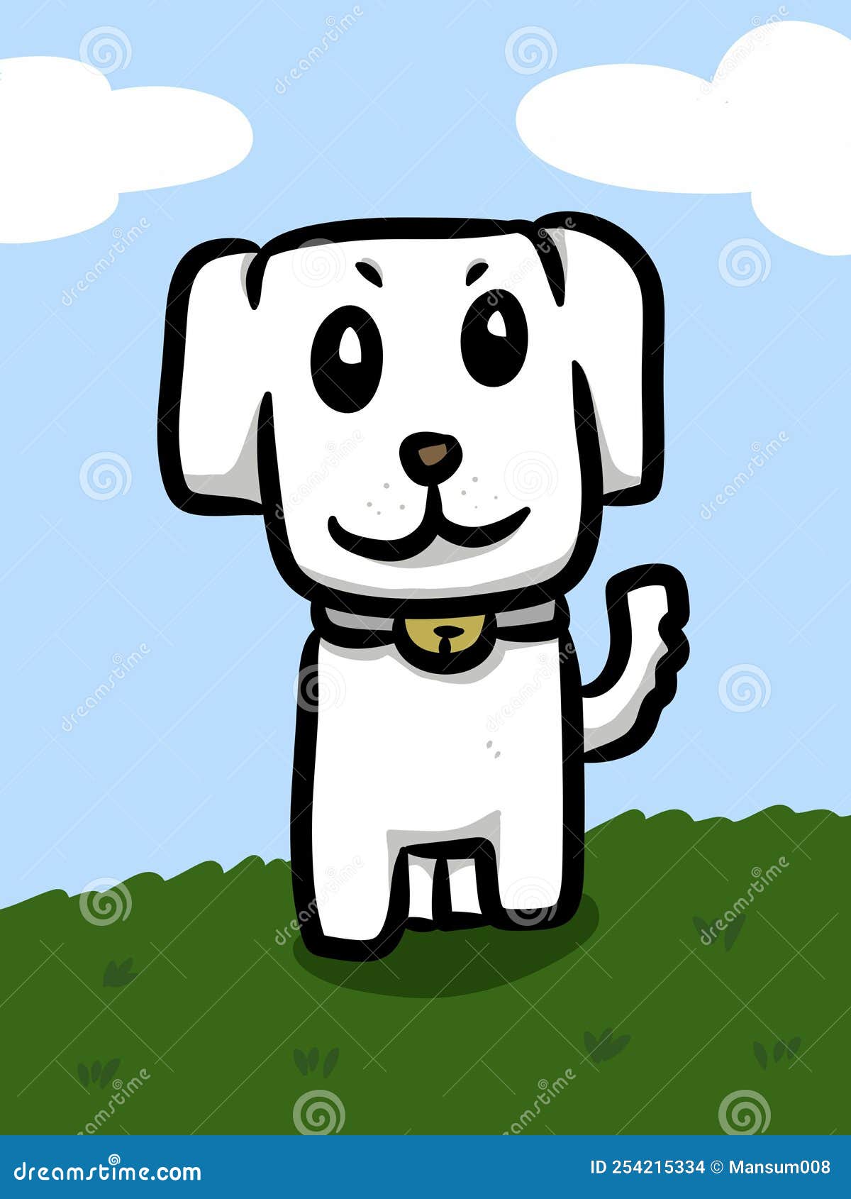 Cute White Dog Cartoon on View Background Stock Illustration ...