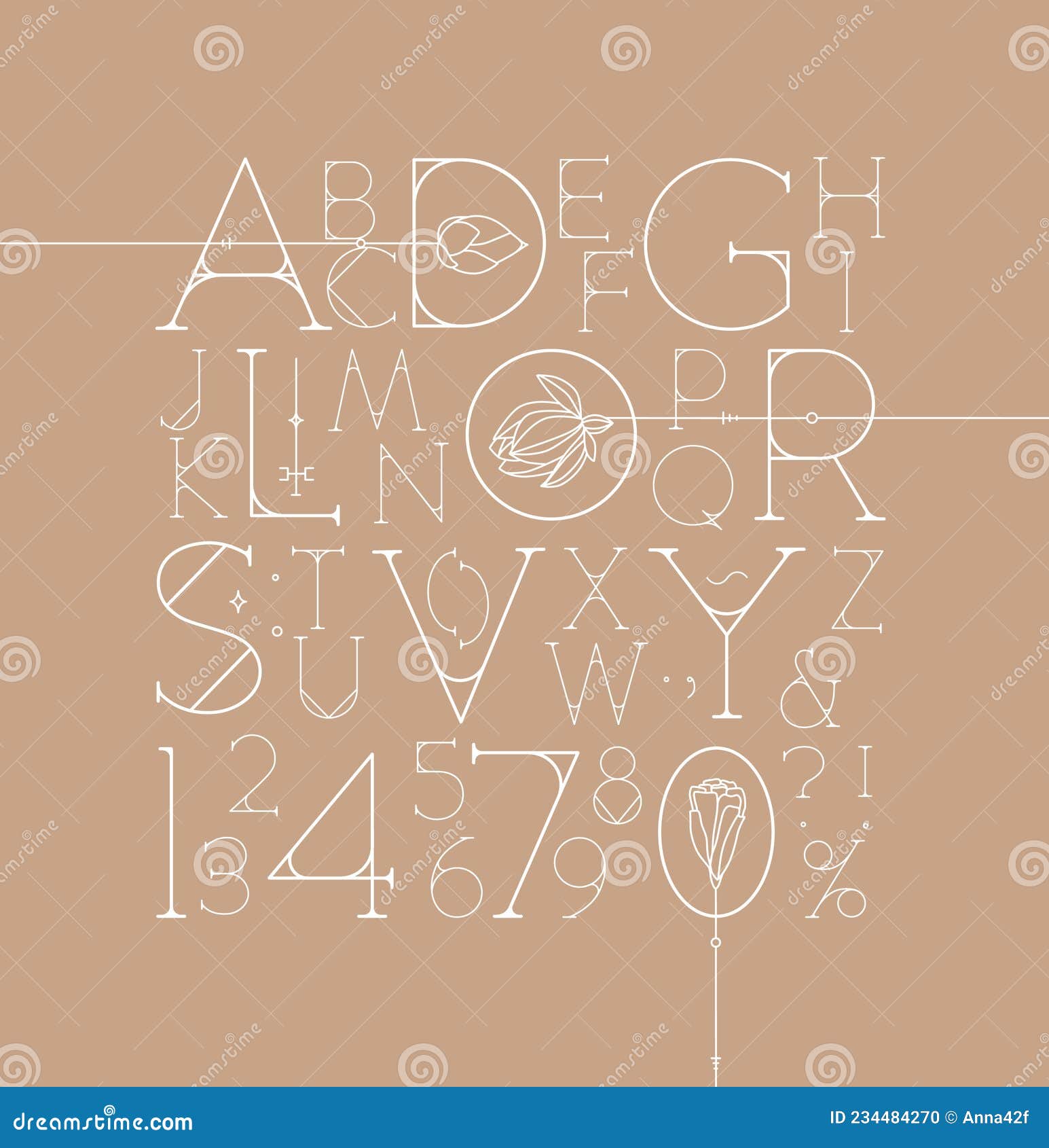 Art Deco Alphabet Font. Golden Letters And Numbers With Shadow. Cartoon ...
