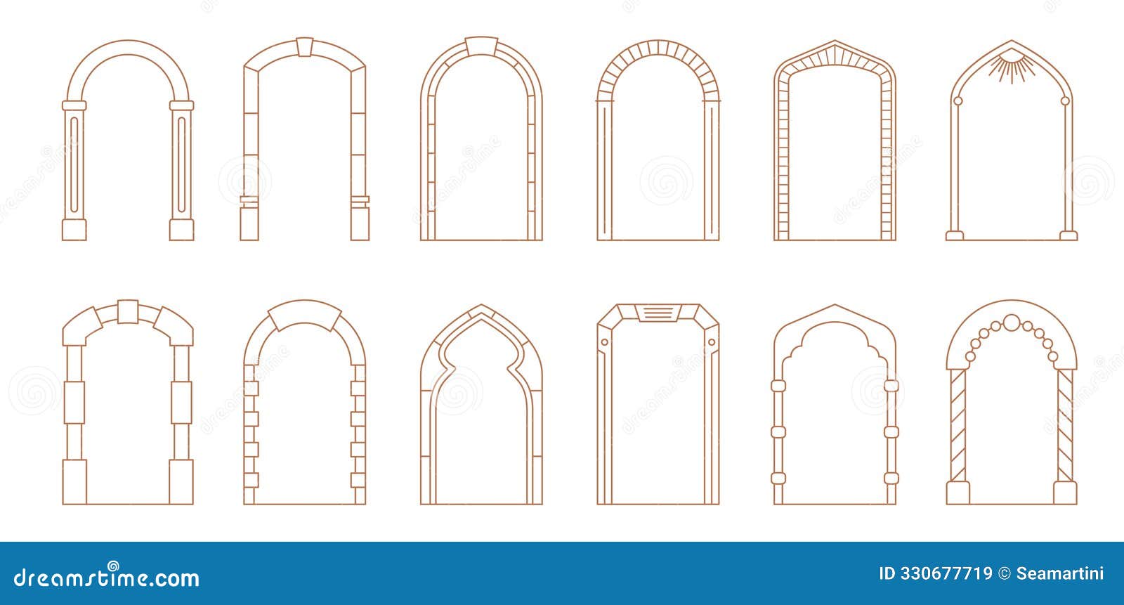 Art Deco Arch Windows and Boho Door Frames Stock Illustration ...