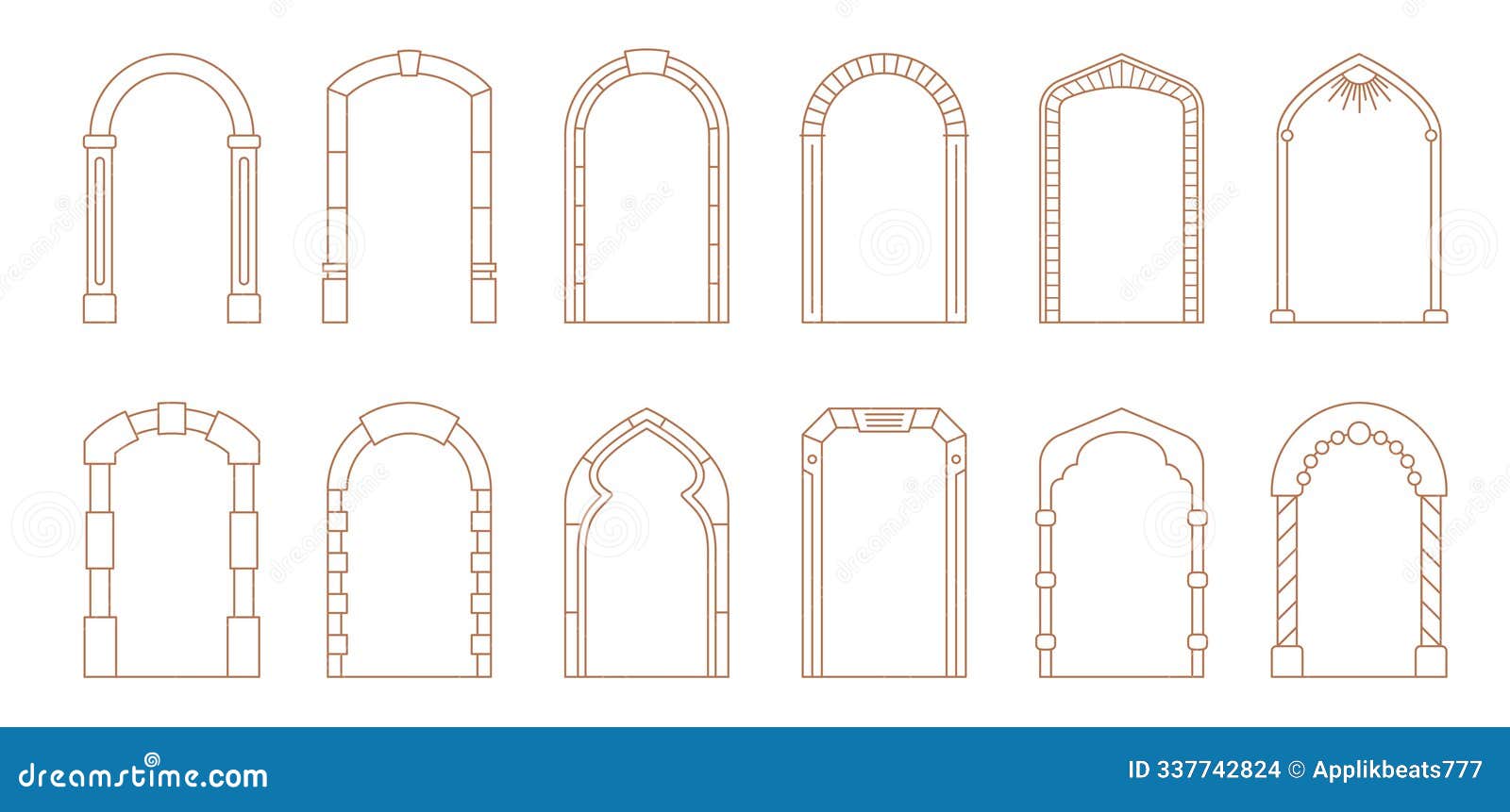 Art Deco Arch Windows and Boho Door Frames Stock Illustration ...