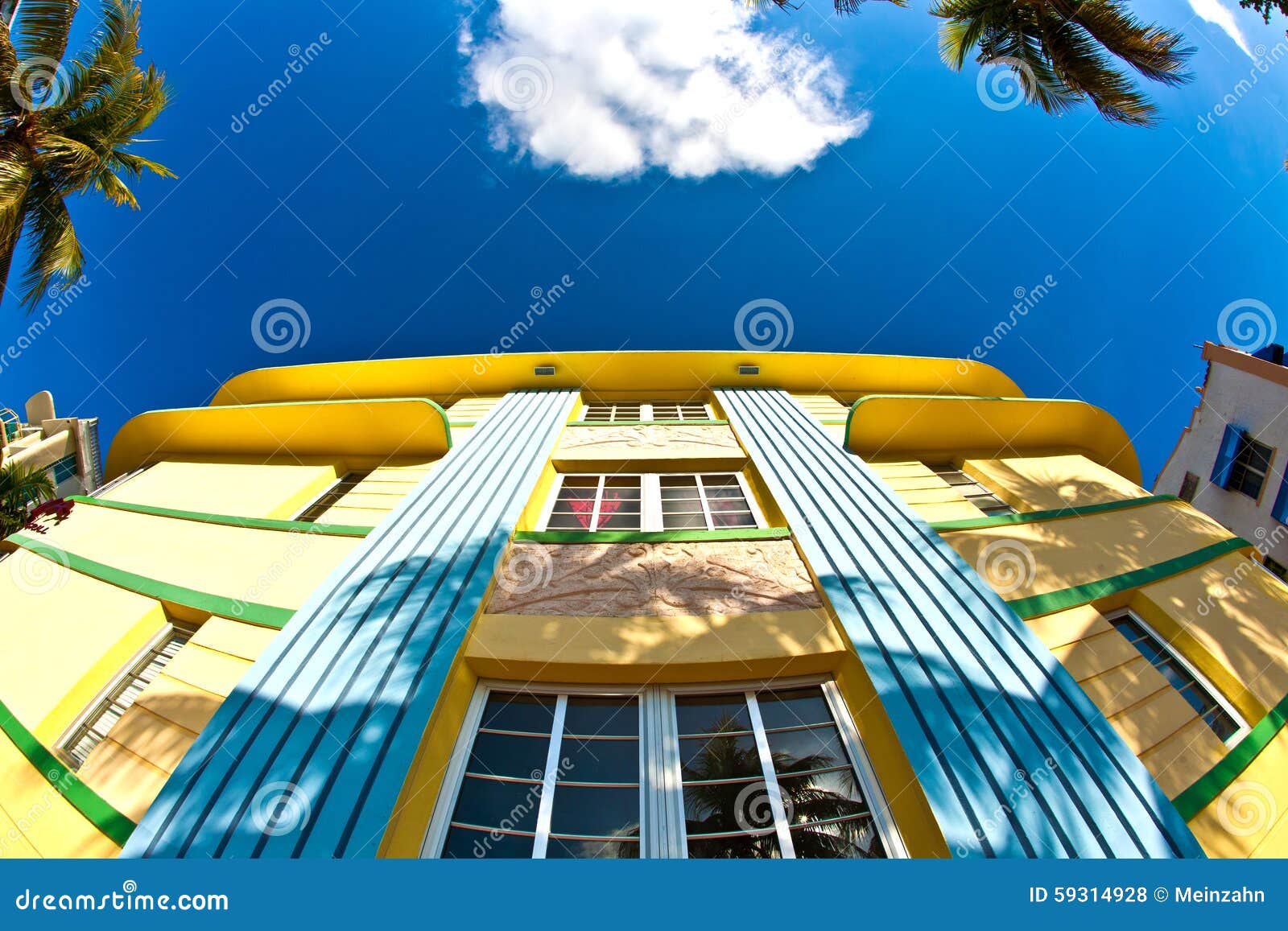 Art Deco Architecture at Ocean Drive in Miami Stock Photo - Image of ...