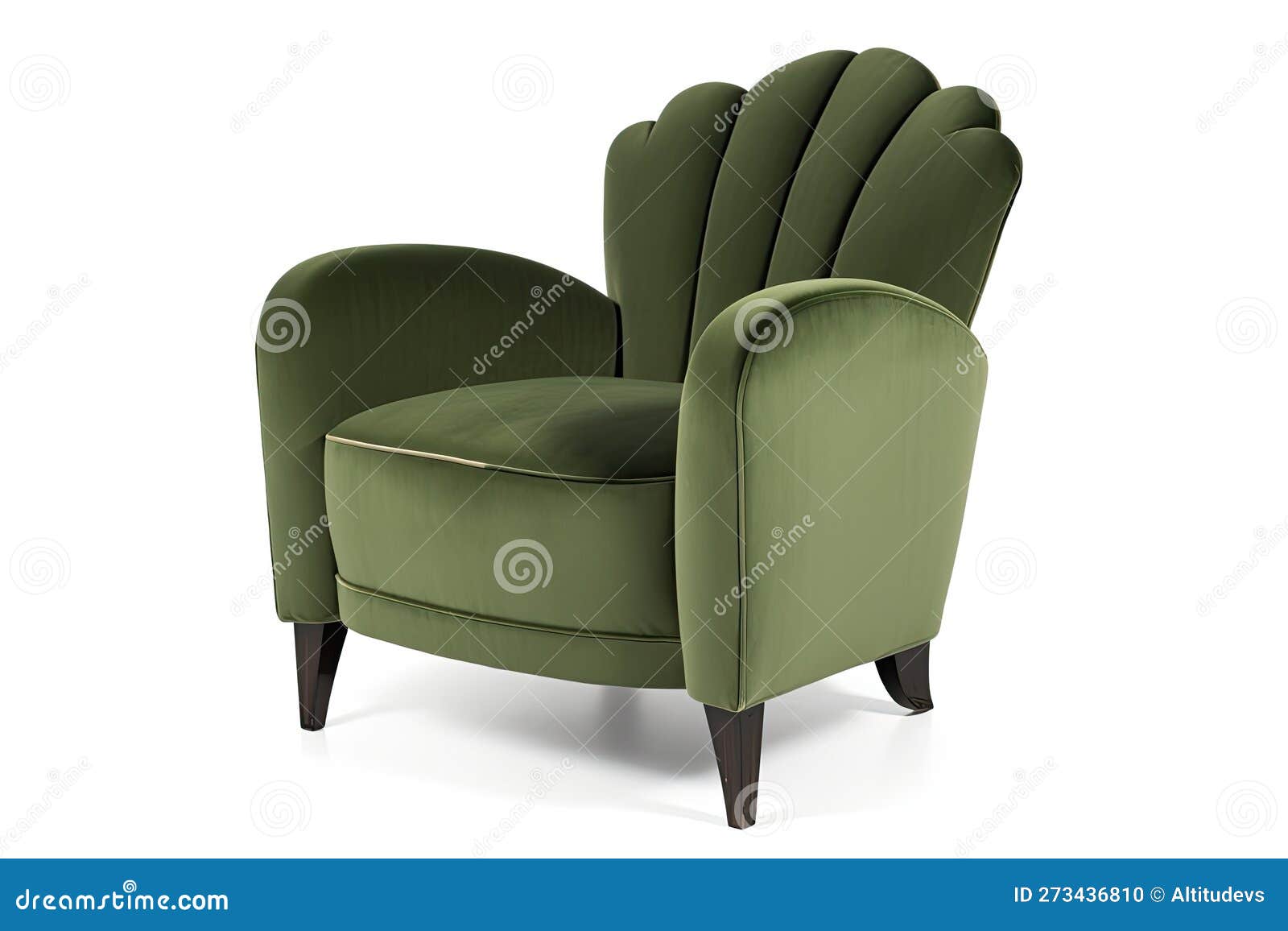 Art Deco Armchair with Curved Back and Flared Legs Stock Illustration ...
