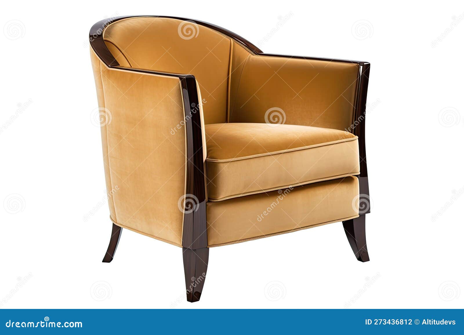 Art Deco Armchair with Curved Back and Flared Legs Stock Illustration ...