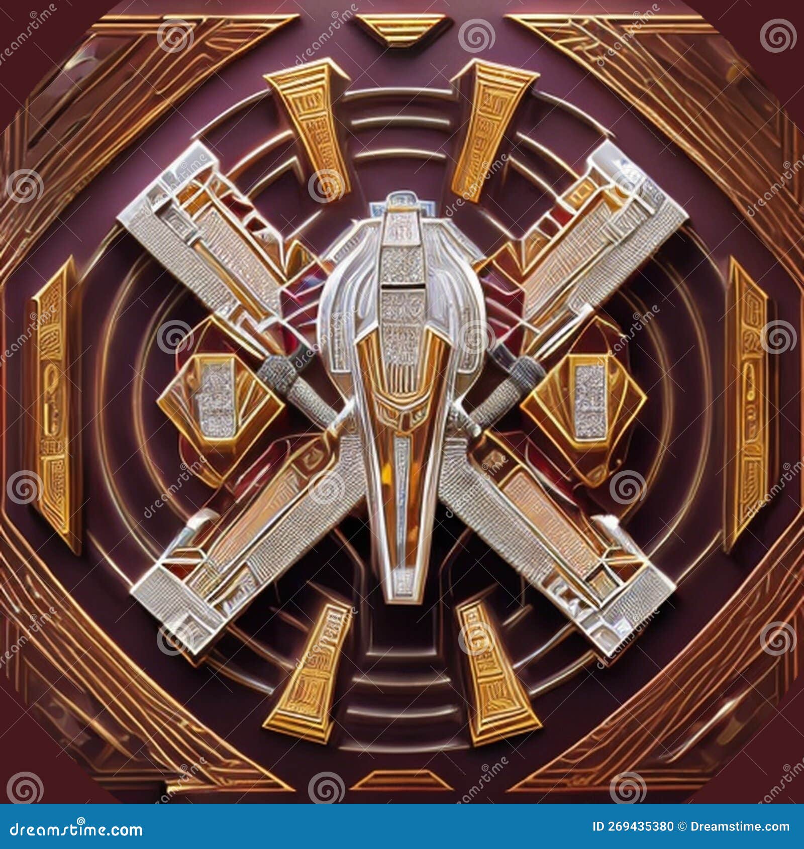 Art Deco Artwork Made of Copper in the Shape of an Octagon, Combination ...