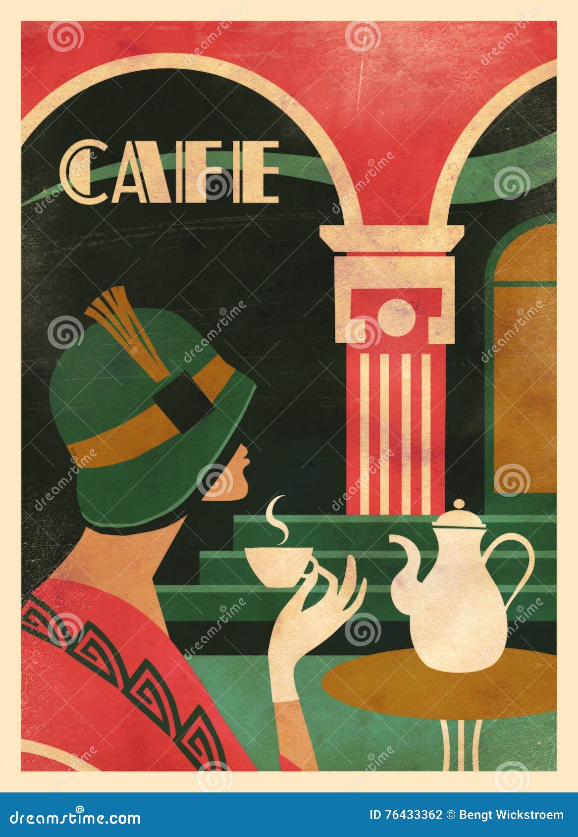 Art Deco CafÃ© illustration stock. Illustration du café - 76433362