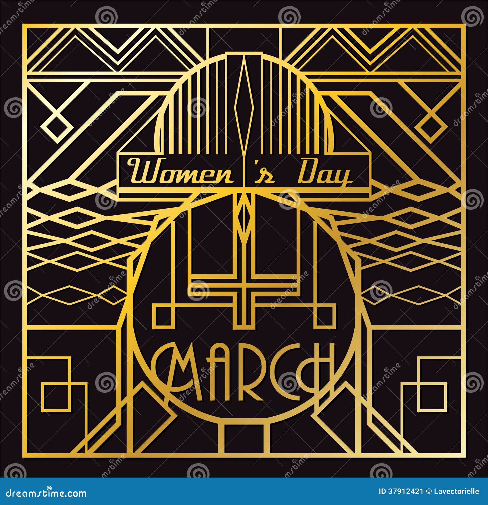 Art Deco carte du 8 mars illustration de vecteur. Illustration du ...