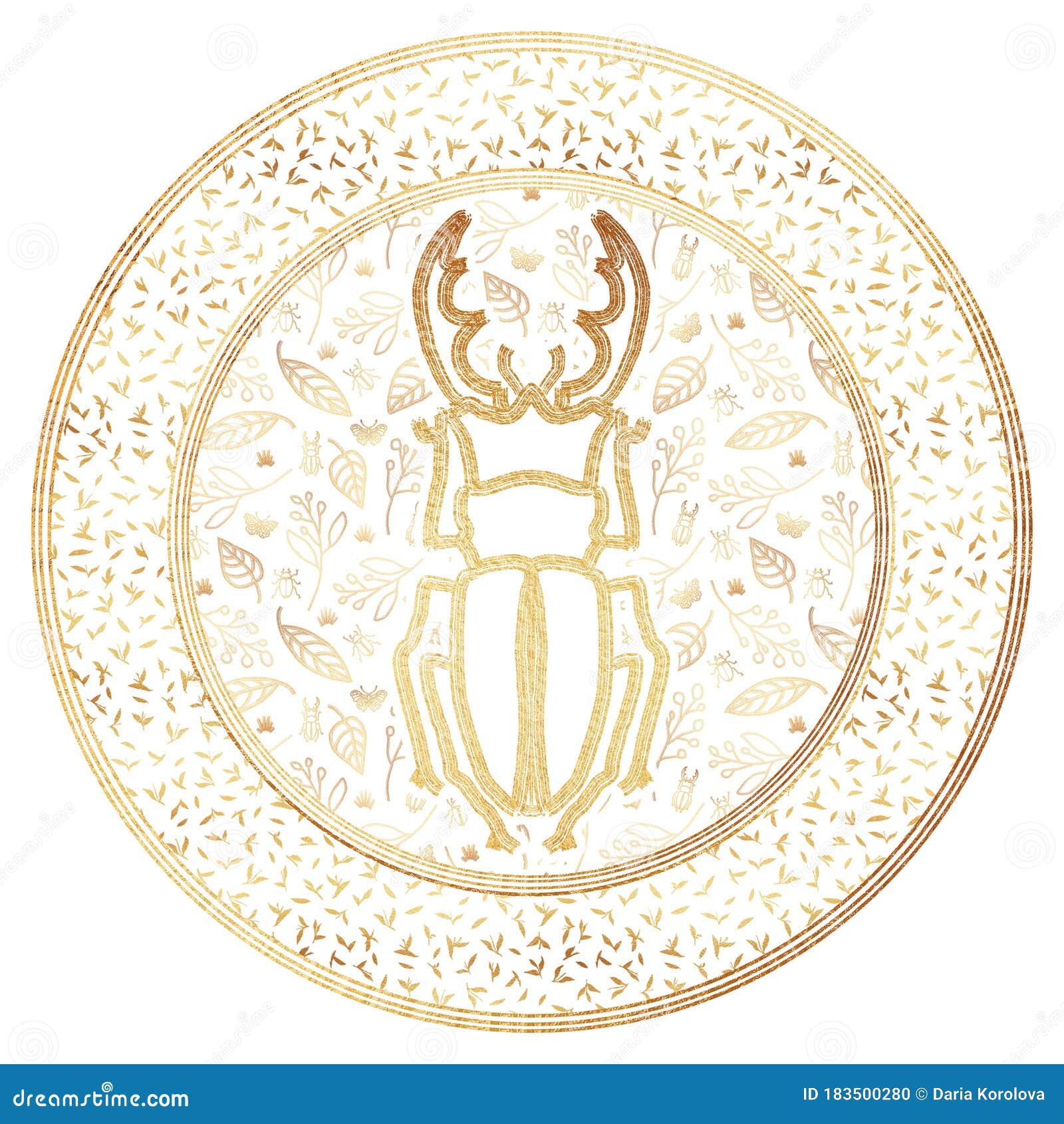 Art Deco Circle, Round Border, Frame Golden Illustration Stock ...