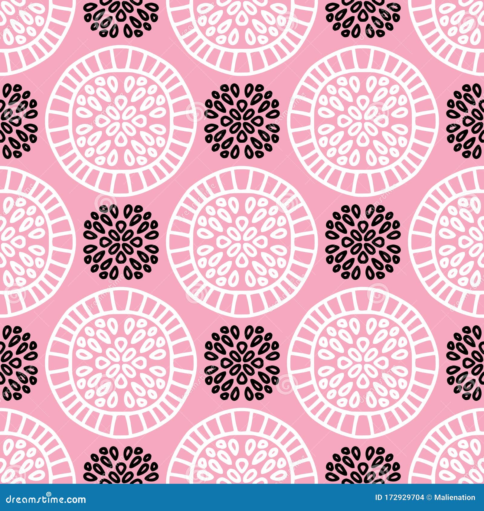 Art-deco Circles Pattern in Pink White and Black Colors Stock Vector ...