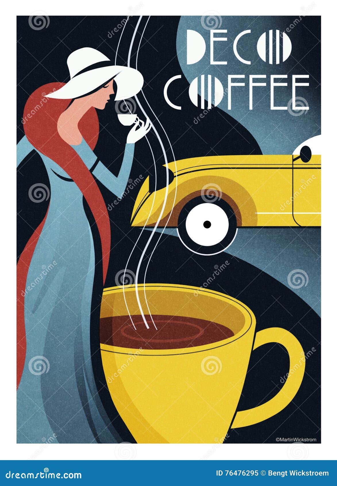 Art Deco Coffee Poster ilustração stock. Ilustração de arte - 76476295
