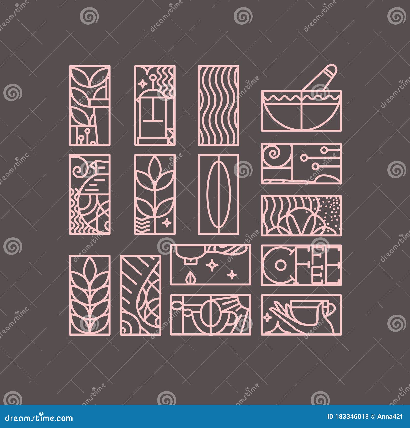Art Deco Coffee Signs Brown Stock Vector - Illustration of isolated ...