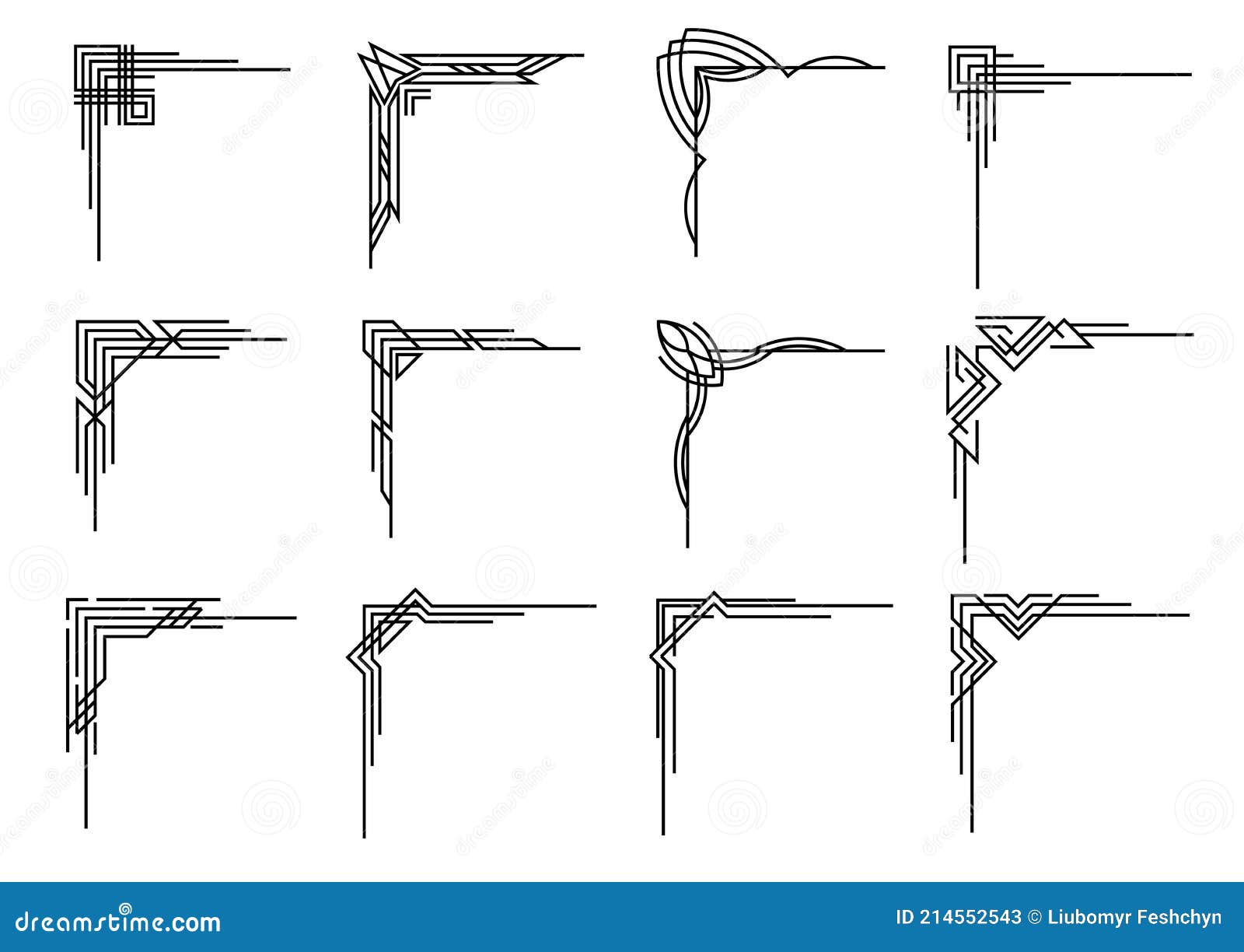 Art Deco Corners Collection. Artwork Graphic Pattern. Orante Wedding ...