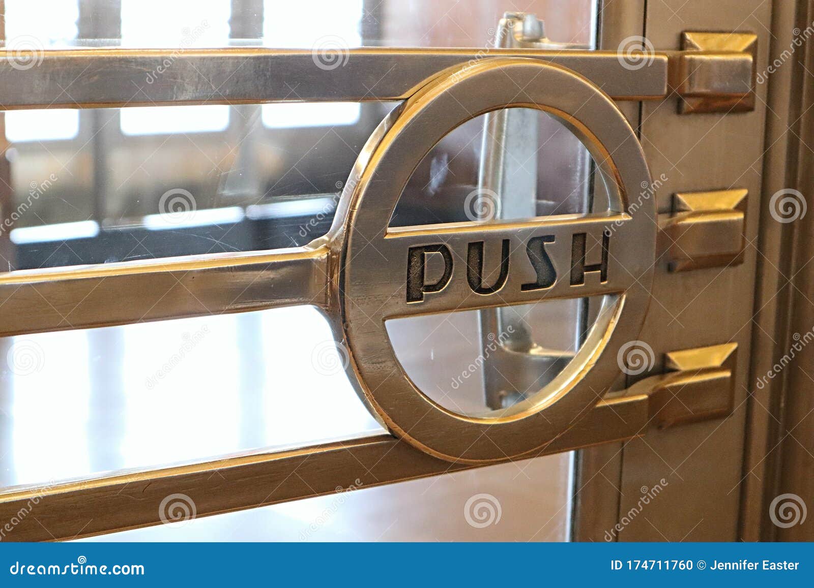 Art Deco Door Handle with Push Written on it Stock Photo - Image of ...