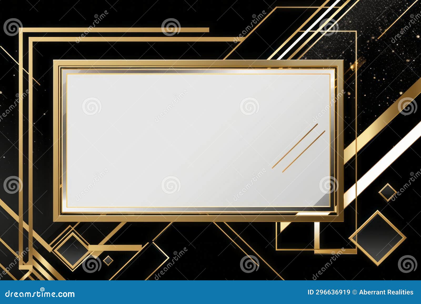 Art Deco Frame on Black and Gold Background Stock Illustration ...