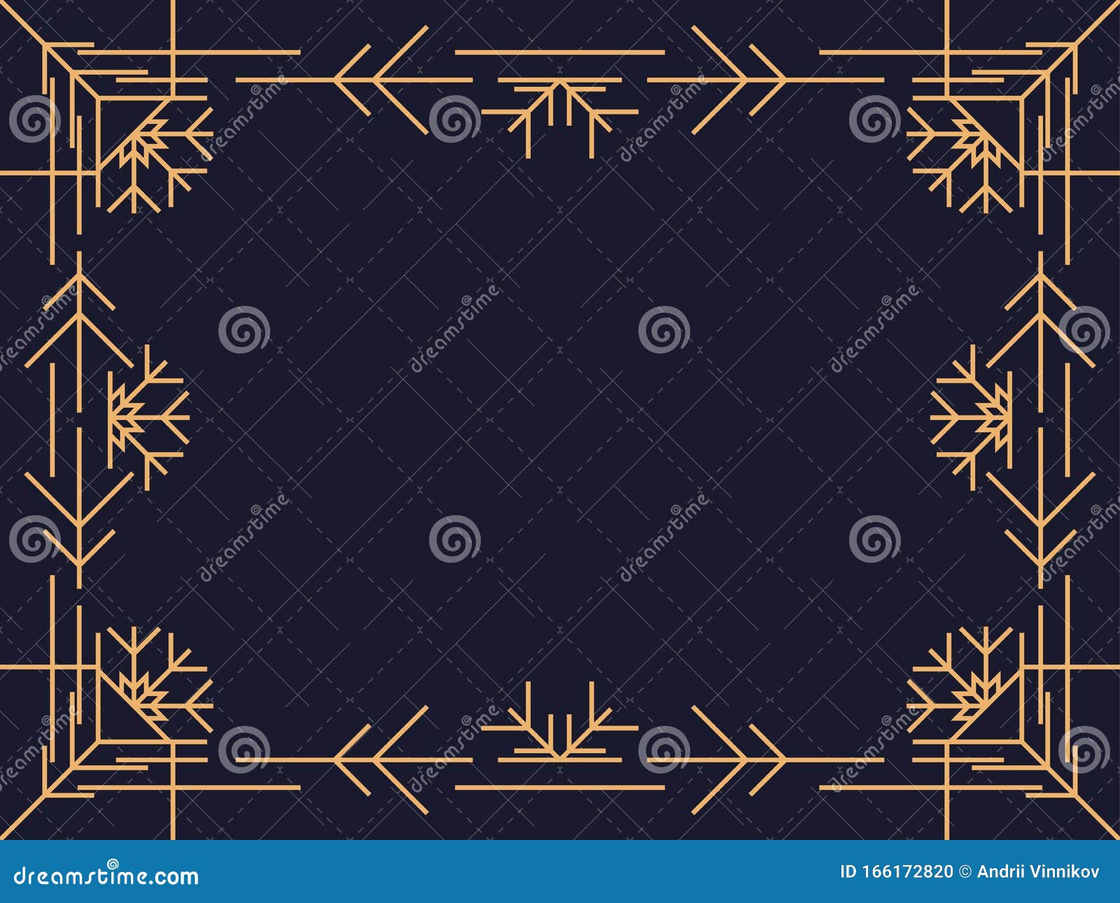 Art Deco Frame With Snowflakes. Vintage Linear Border. Style Of The ...