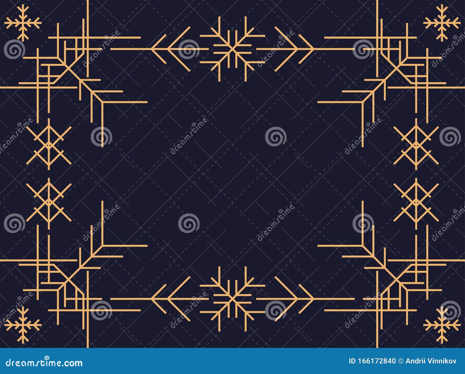 Art Deco Frame With Snowflakes. Vintage Linear Border. Style Of The ...