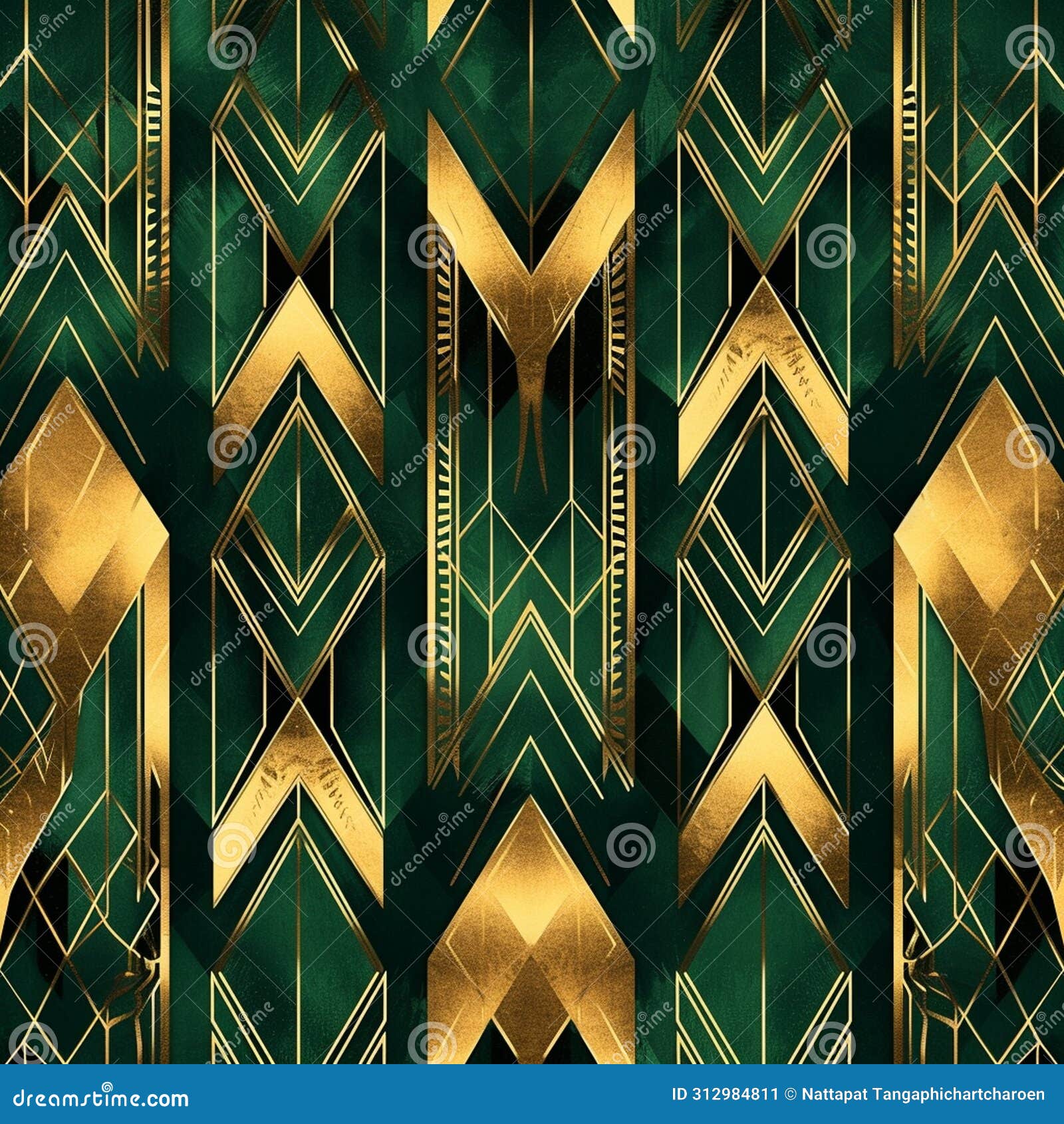 Art Deco Geometric Seamless Pattern Wallpaper Repeating Triangles and ...