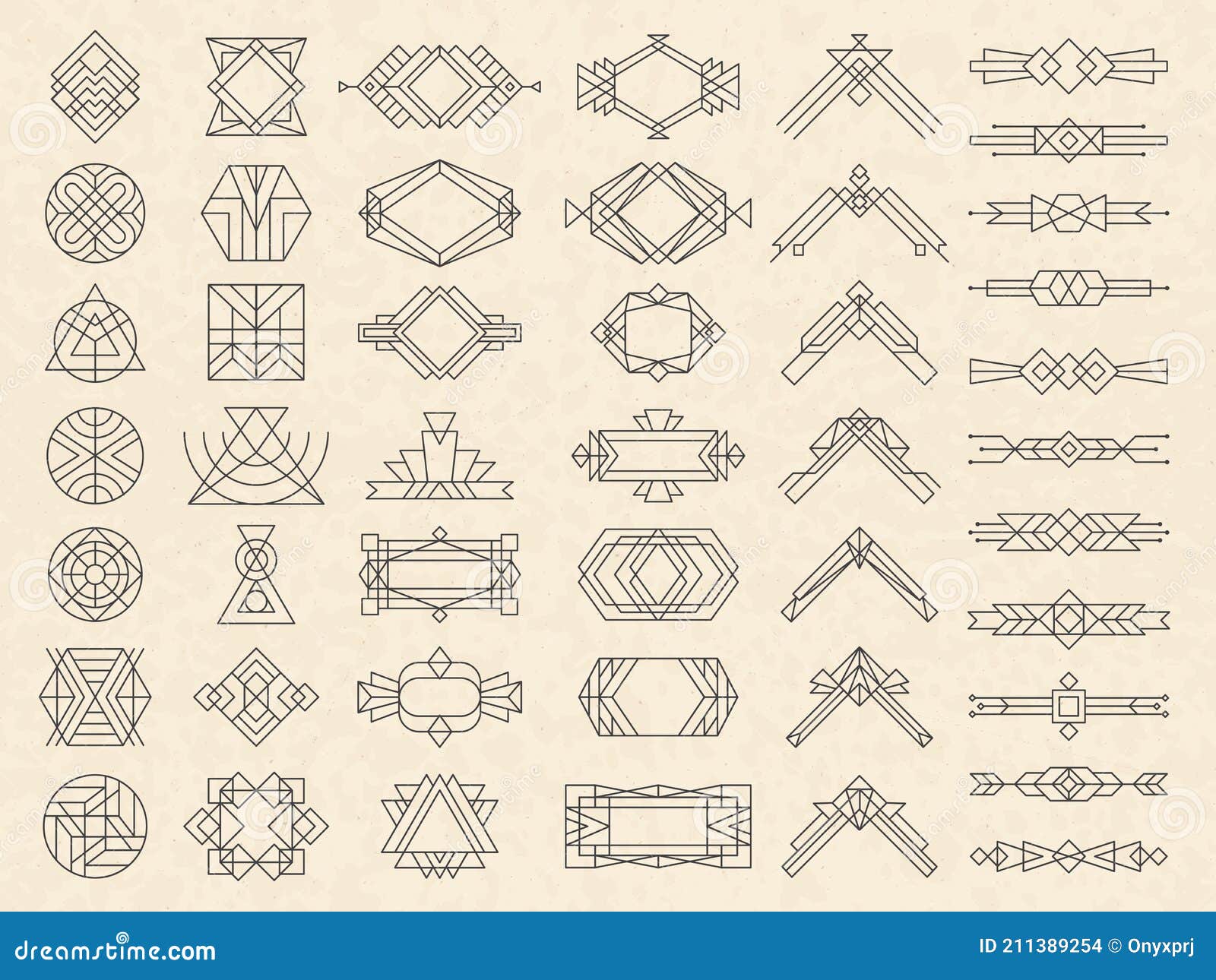 Art Deco Geometrical Shapes. Modern Design Elements For Emblems And ...