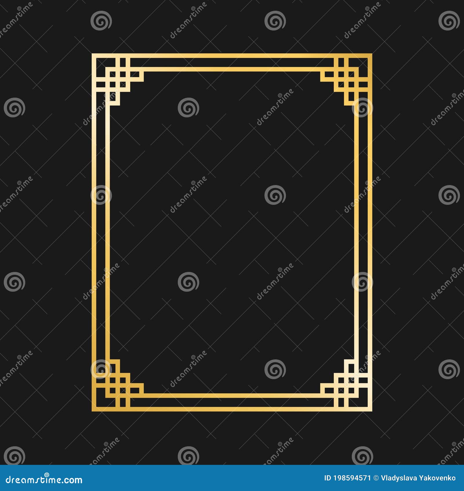Art Deco Gold Borders and Frames. Pattern in the Style of the 1920s for ...
