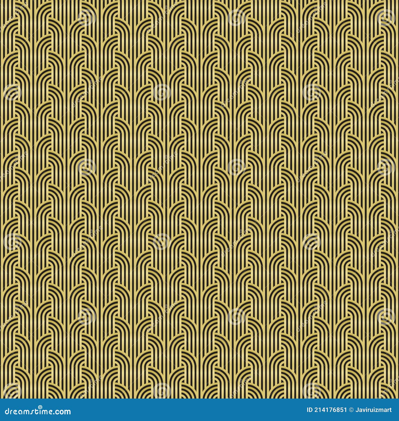 Art-Deco Golden Pattern, Interlocking Lines Stock Illustration ...