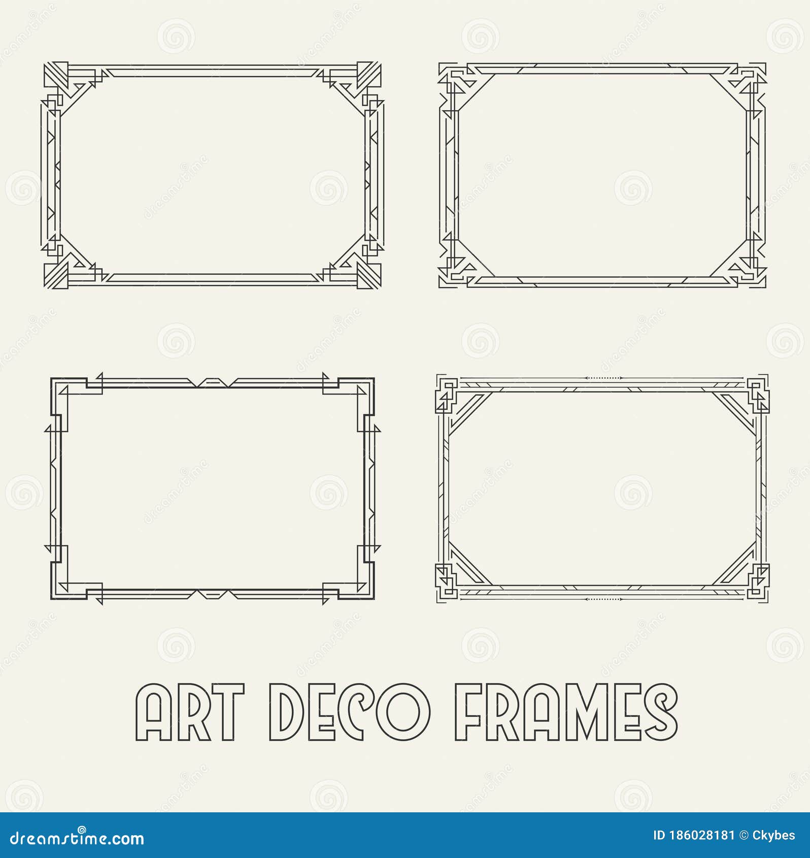 Art Deco Horizontal Black Frames and Borders Set. Stock Vector ...