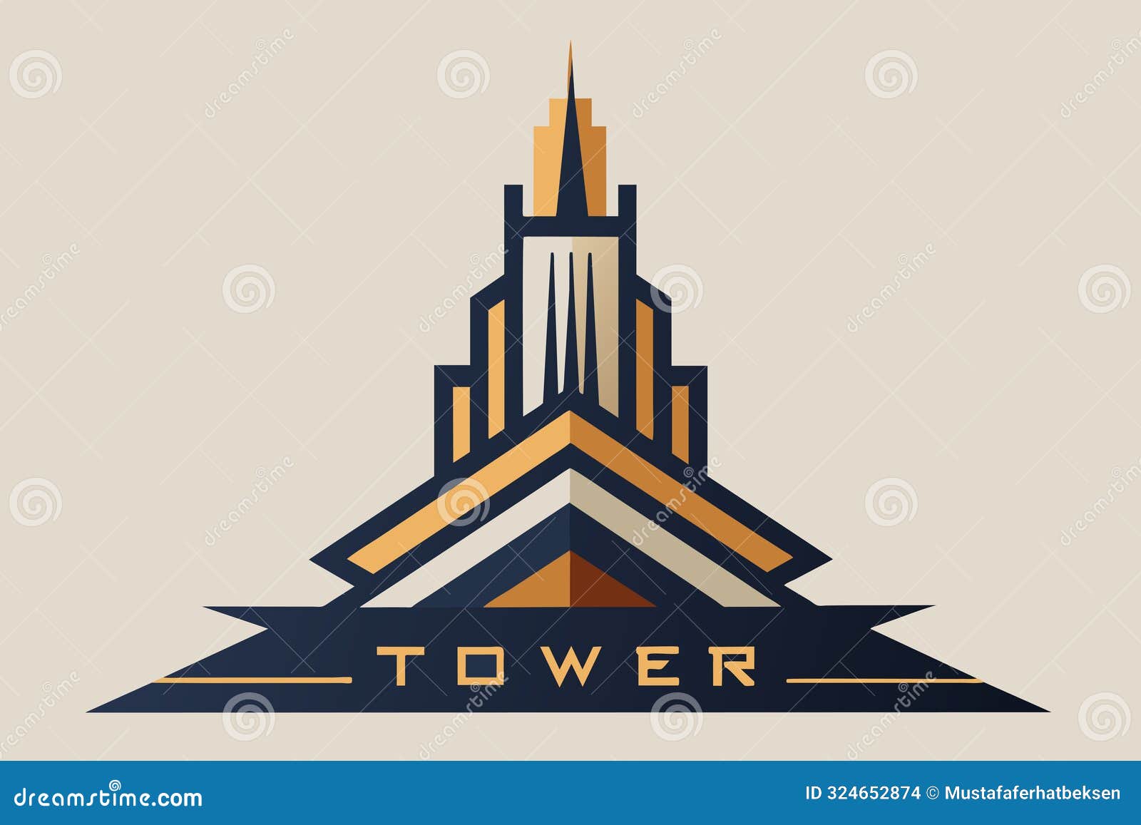 Art Deco-inspired Tower Logo with Sharp Lines and Bold Text Stock ...