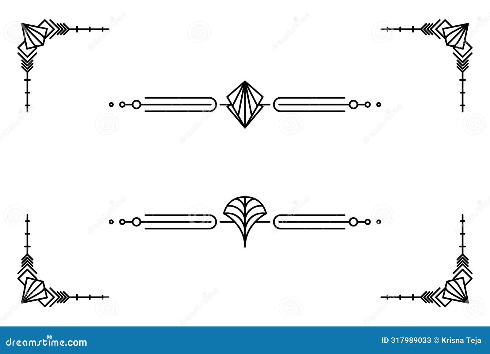Art Deco Line Border. Decorative Lines Borders and Geometric Label ...