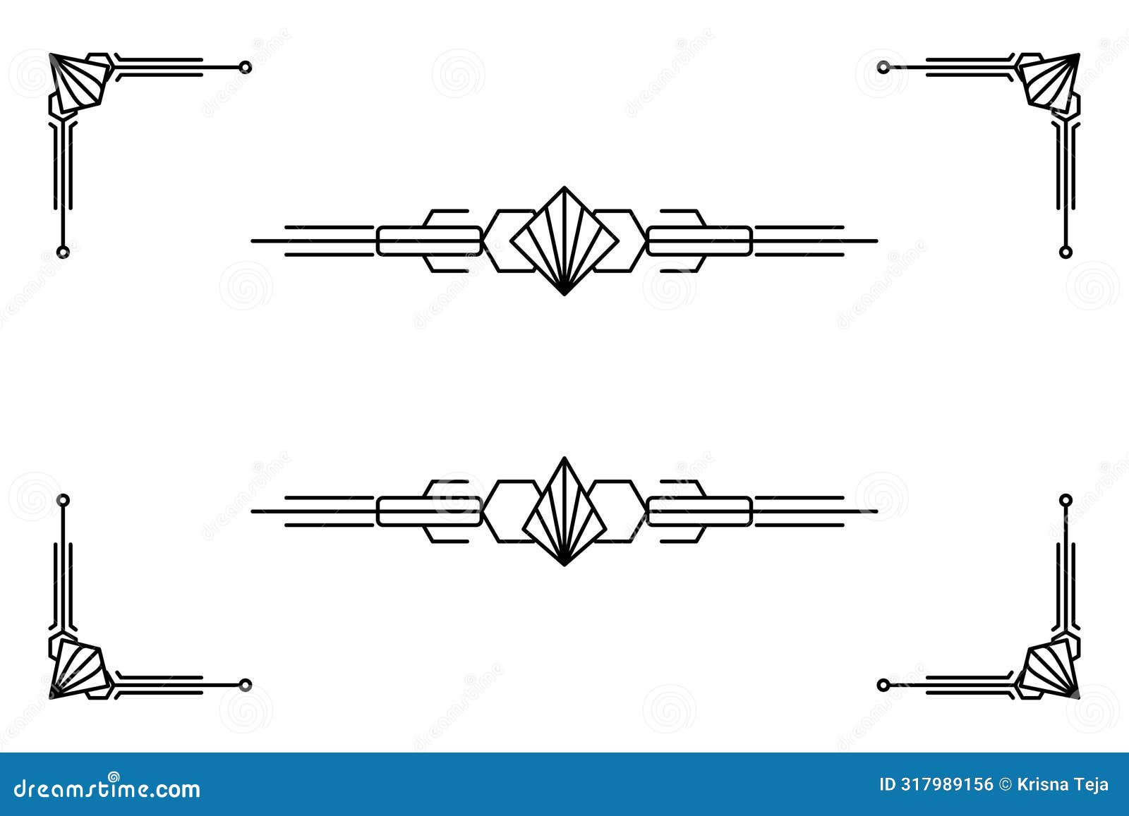 Art Deco Line Border. Decorative Lines Borders and Geometric Label ...