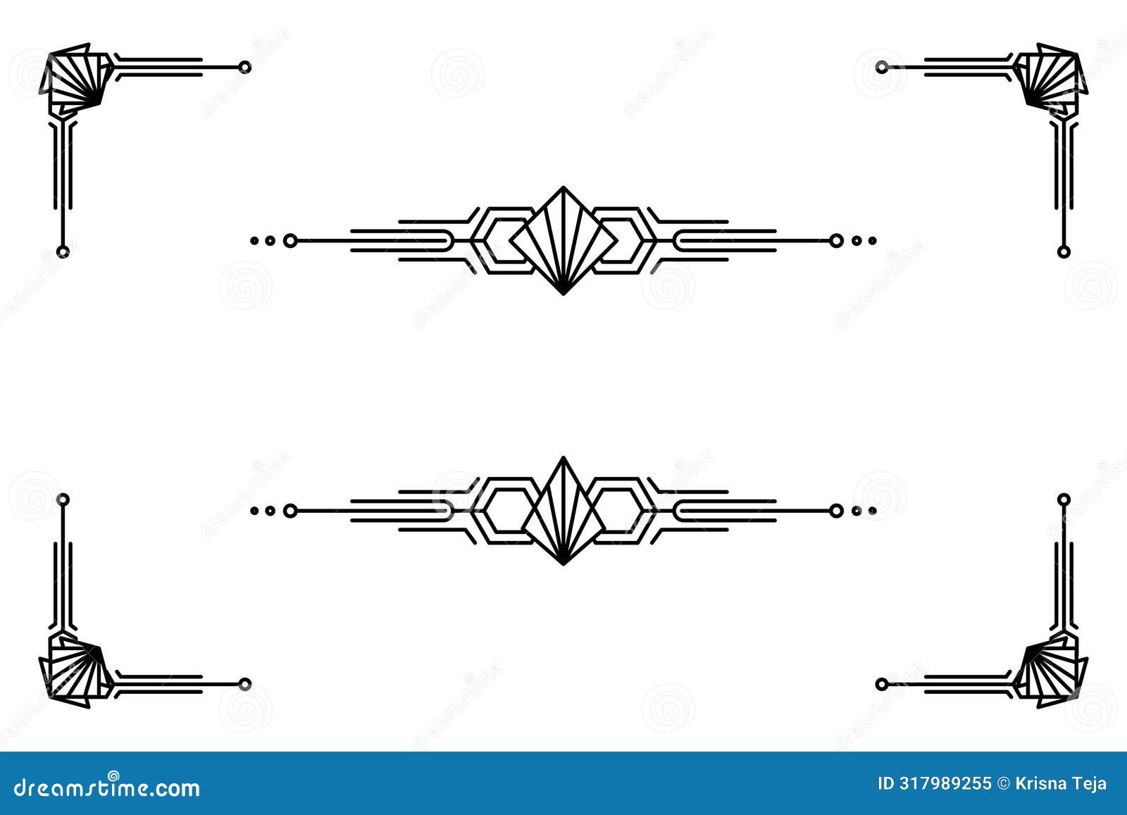 Art Deco Line Border. Decorative Lines Borders and Geometric Label ...