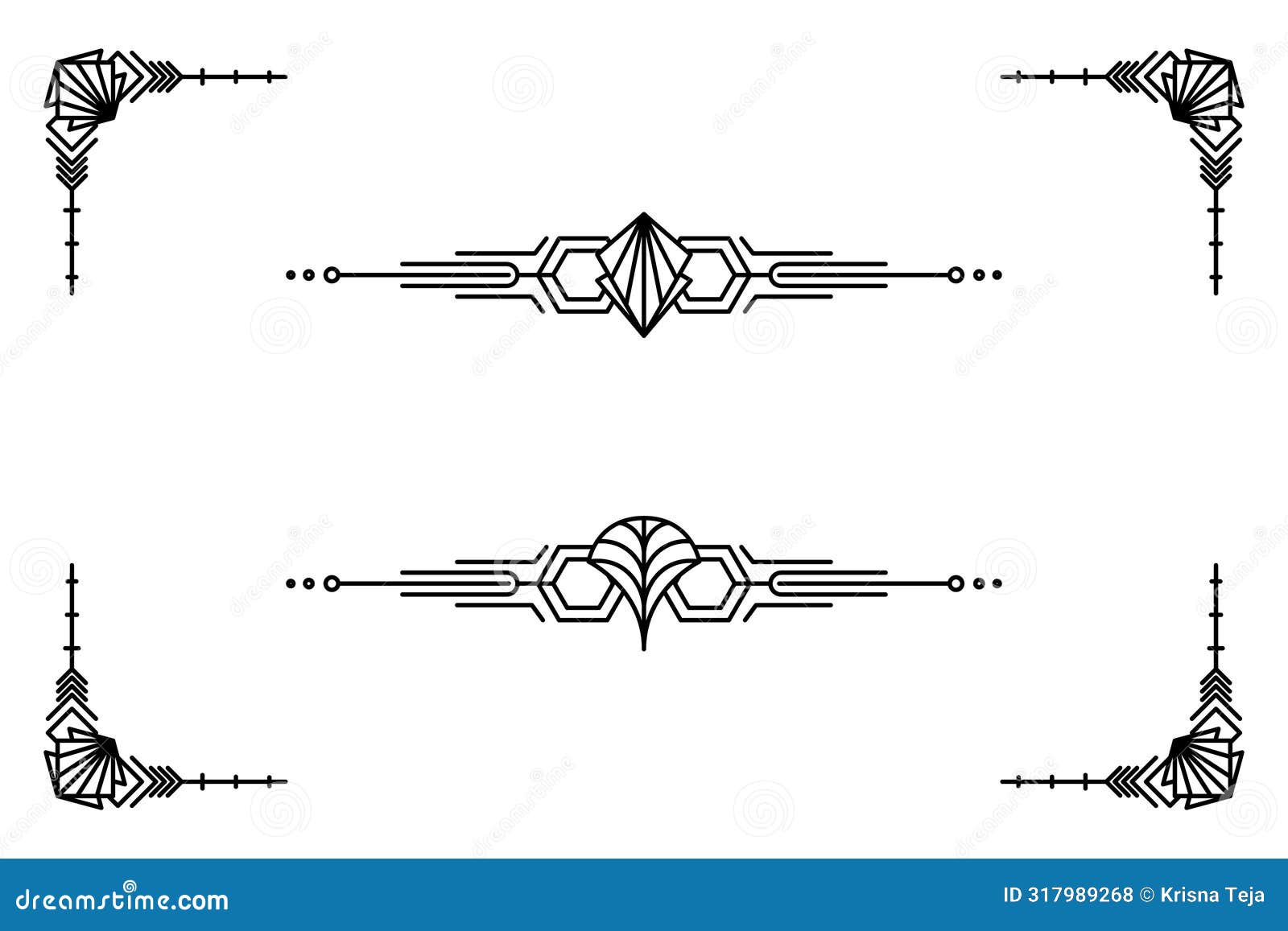 Art Deco Line Border. Decorative Lines Borders and Geometric Label ...