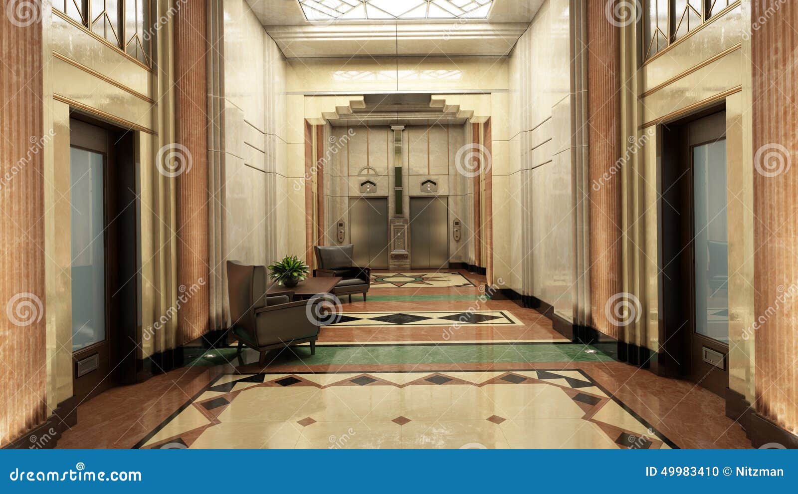 Art Deco Lobby ilustração stock. Ilustração de interior - 49983410