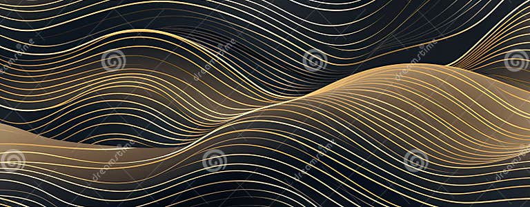 Art Deco Luxury Waves Pattern Stock Illustration - Illustration of ...
