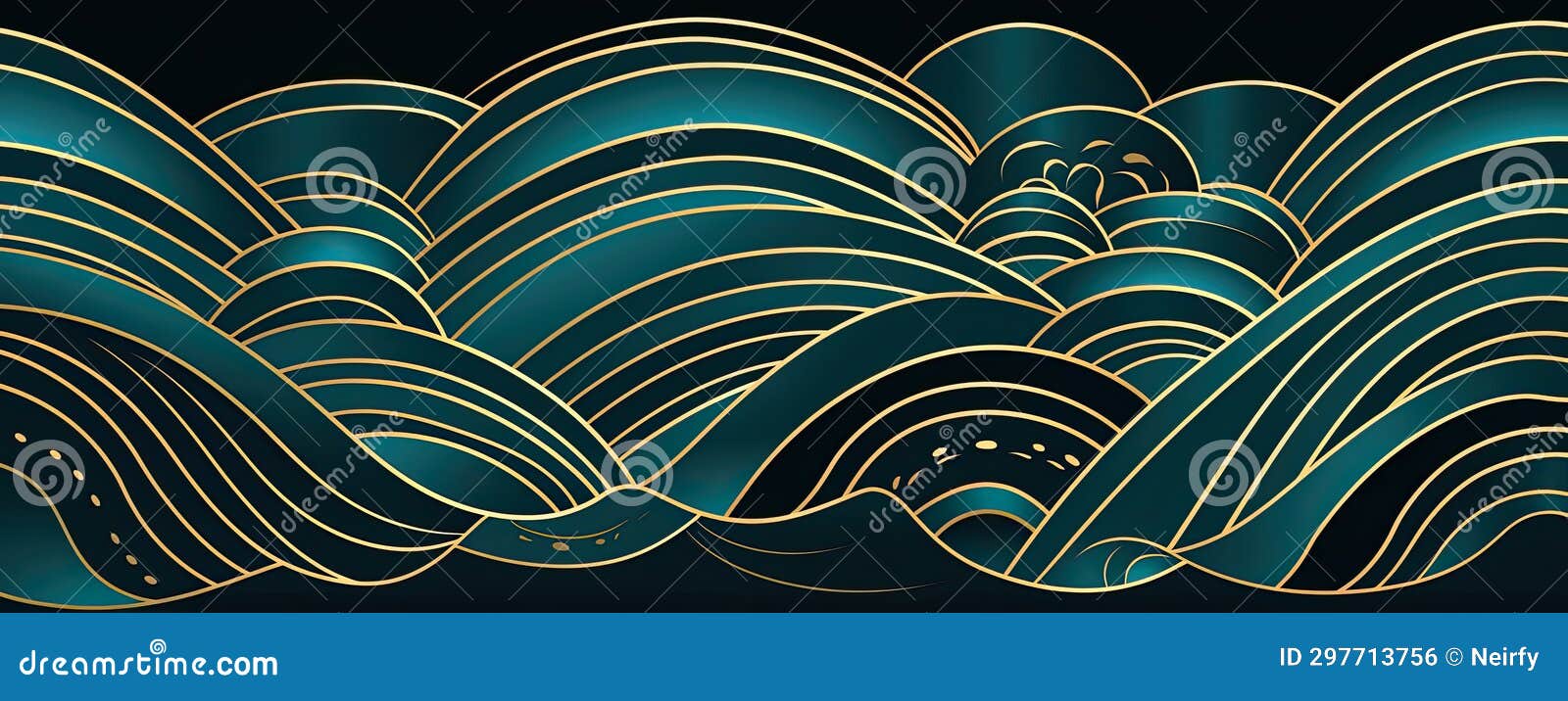 Art Deco Luxury Waves Pattern Stock Illustration - Illustration of ...