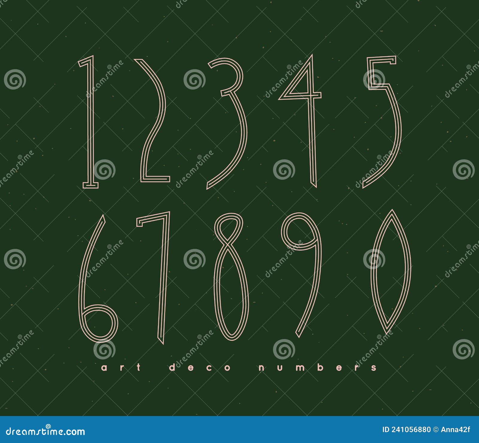Art Deco numbers green stock vector. Illustration of retro - 241056880
