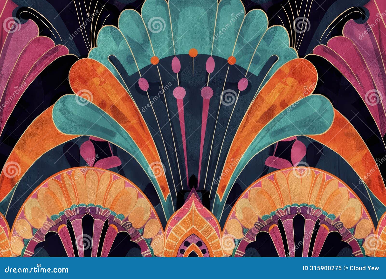 Art Deco Pattern with a Vibrant Color Palette for Added Visual Interest ...