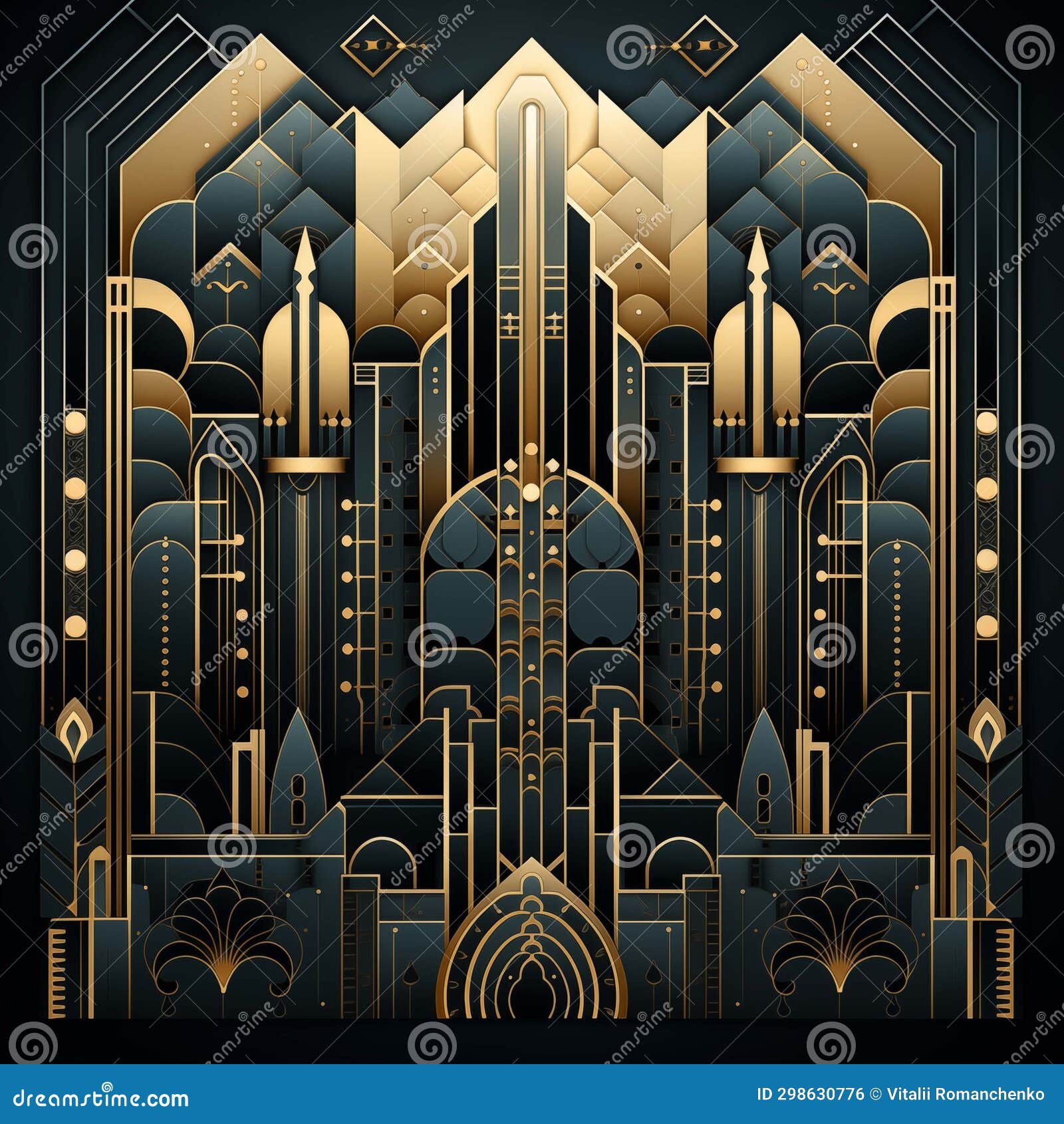 Art Deco Patterns from the 20s and 30s, Metallic Gold, Silver and Black ...